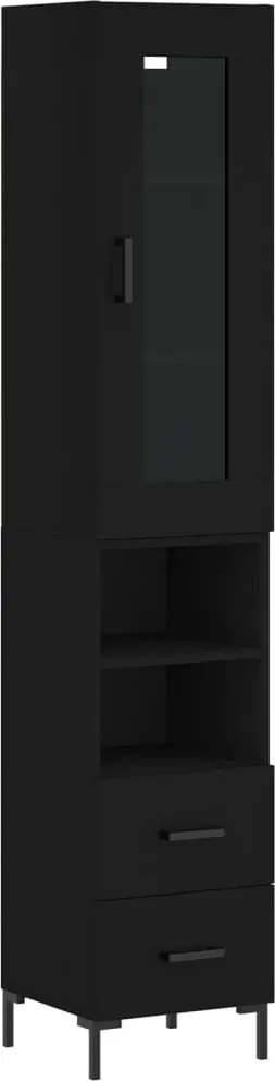 vidaXL Skříň highboard 34,5 x 34 x 180 cm kompozitní dřevo [3199298] Barva: Černá