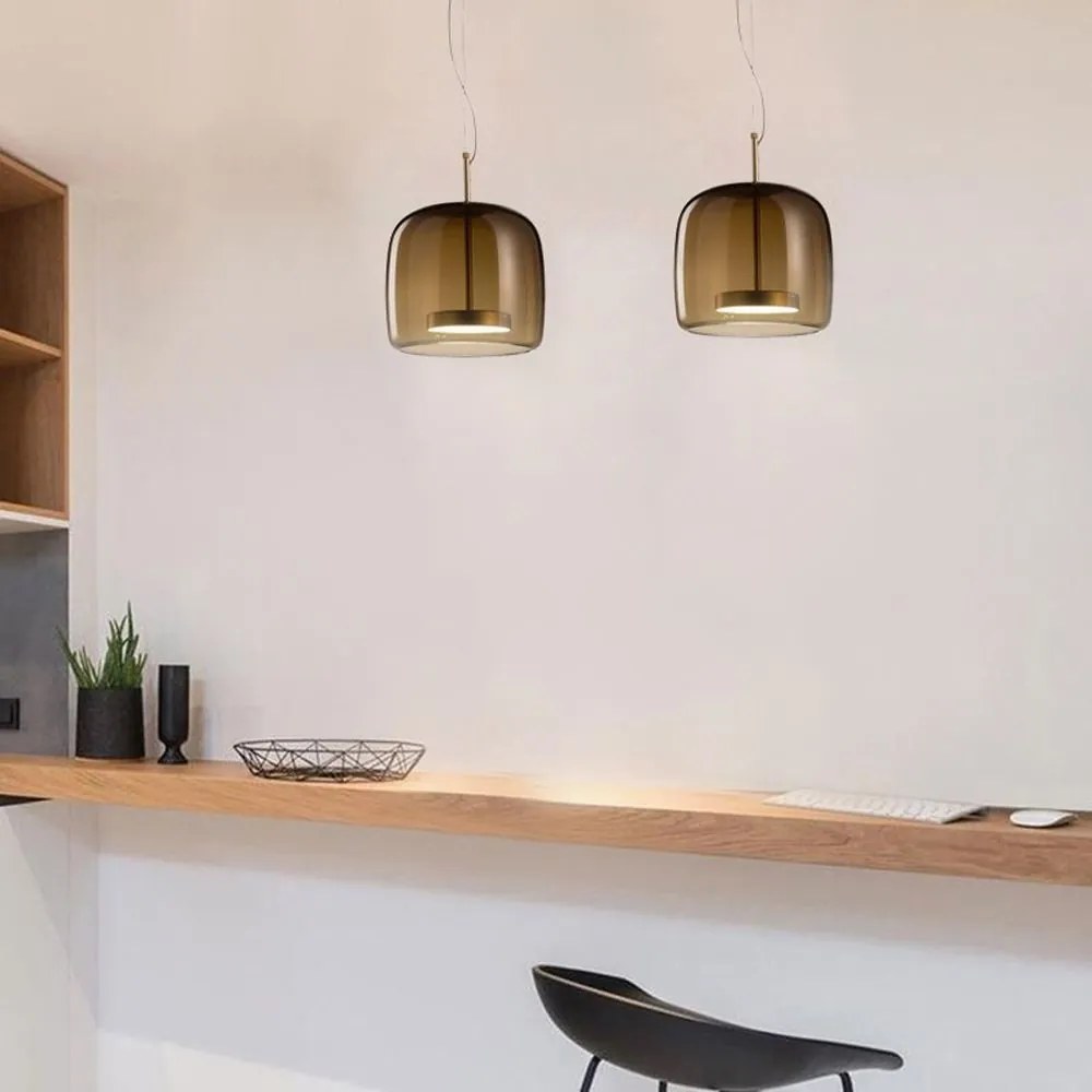 Toolight - LED závěsné svítidlo ze skla Amber APP613-1CP, zlatá, OSW-03895