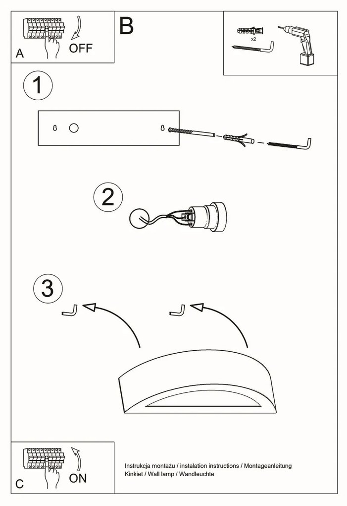 Nástěnné svítidlo Atena, 1x černé keramické stínítko