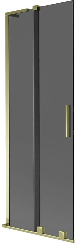 Mexen Velar L, 2-křídlová posuvná vanová zástěna 75 x 150 cm, 8mm šedé sklo, zlatá lesklá, 896-075-003-41-50