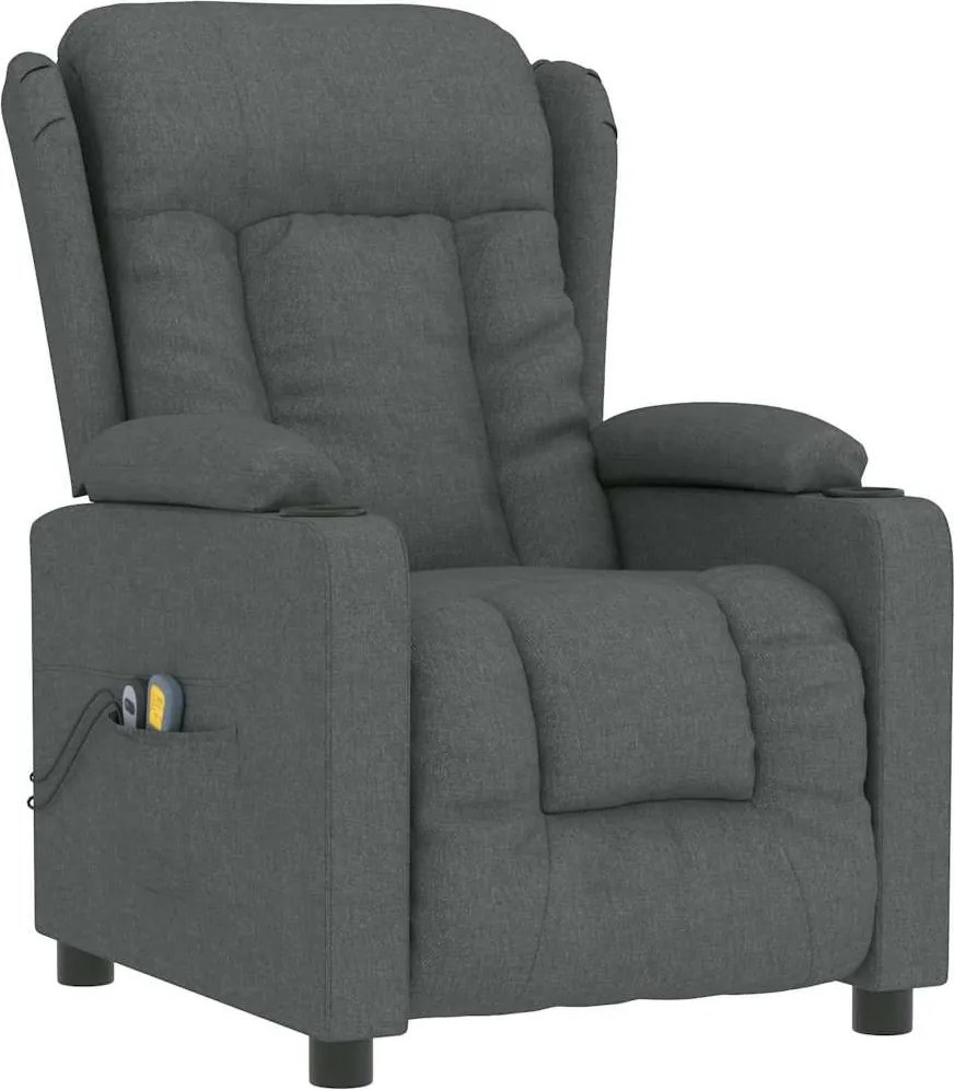 Elektrické masážní křeslo tmavě šedé textil 3098790