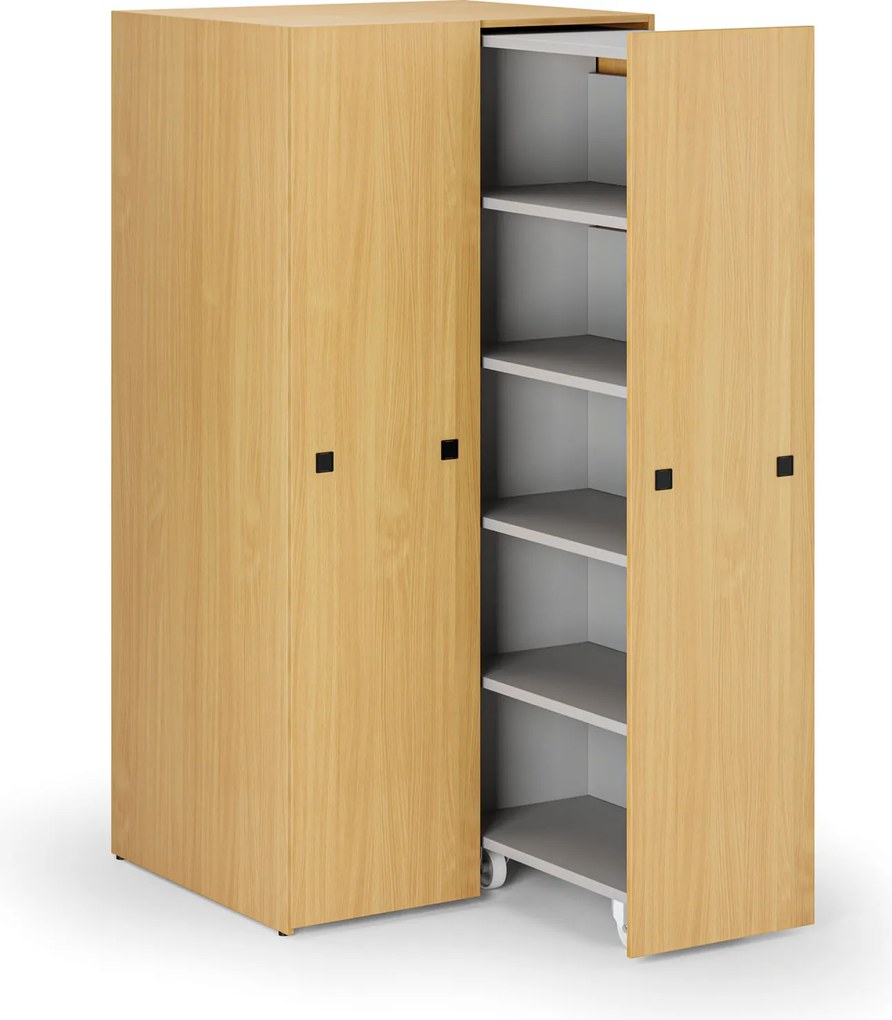 Velkokapacitní skříň s výsuvnými regály, 989 x 846 x 2000 mm, buk