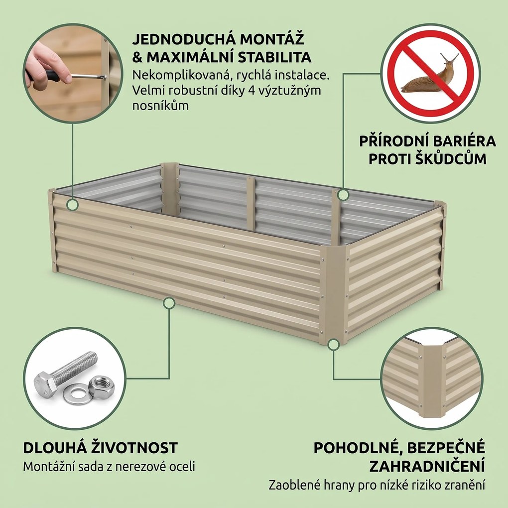 Blumfeldt High Grow Straight vyvýšený záhon 200x60x100 cm 1200 l ocelový