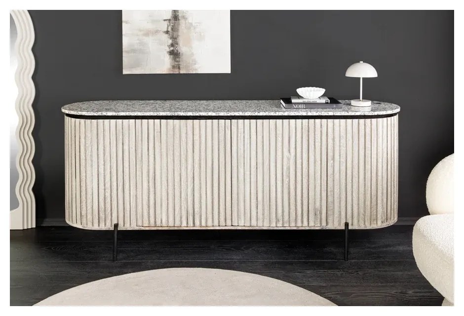 Massive home | Komoda ADLON 170 cm s mramorovou deskou - mangové dřevo