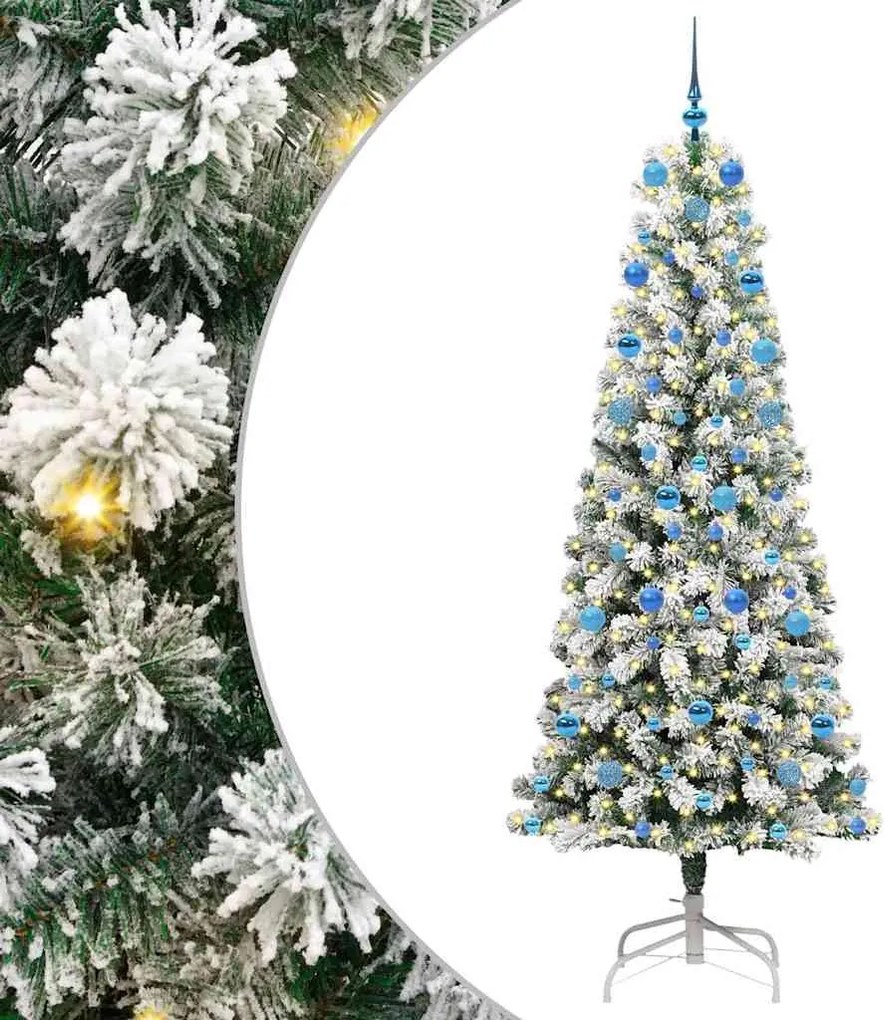 Umělý Skládací Vánoční Strom 300 LED Zelená a bílá 210 cm 3395611