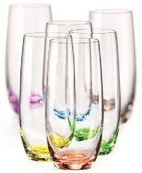 Bohemia Crystal Barevné sklenice na nealko a vodu Rainbow 25180/D4662/