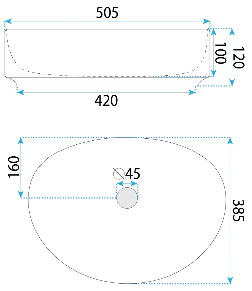 Keramické umyvadlo na desku REA JOANA 50 bílé, lesk