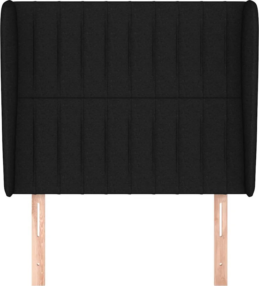 Čelo postele typu ušák černé 103x23x118/128 cm textil 3118186
