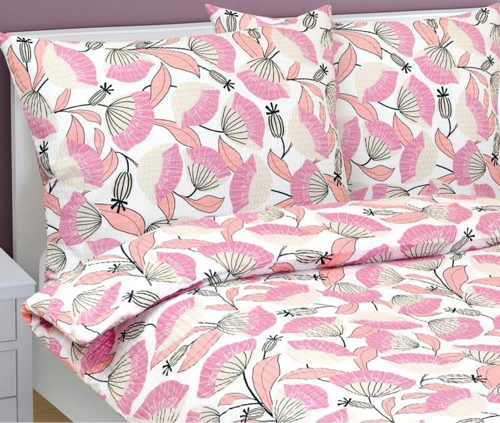 Povlečení krepové Hnědá,Růžová 80/138 - 140x200, 70x90 cm