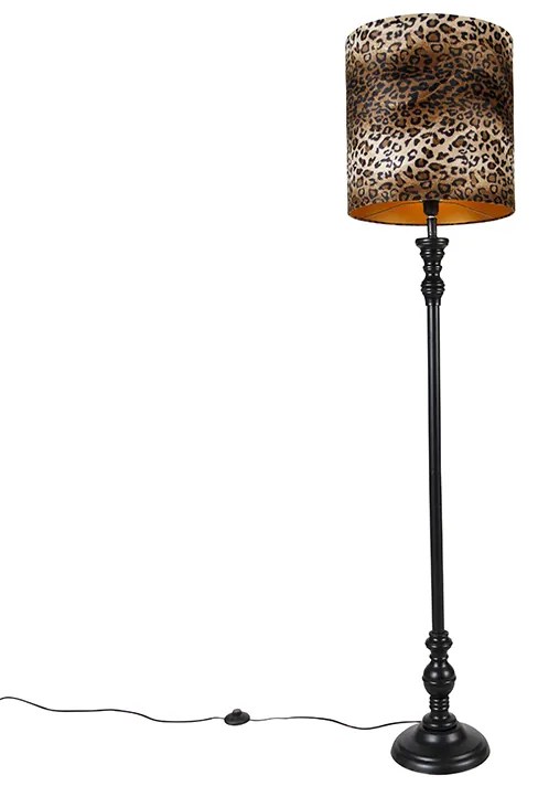 Stojací lampa černá s odstínem leopard 40 cm - Classico