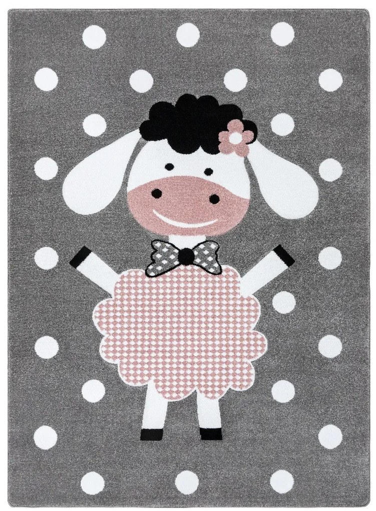 Dywany Łuszczów, Dětský kusový koberec Petit Dolly sheep grey, 120x170, růžová, dětský pokoj