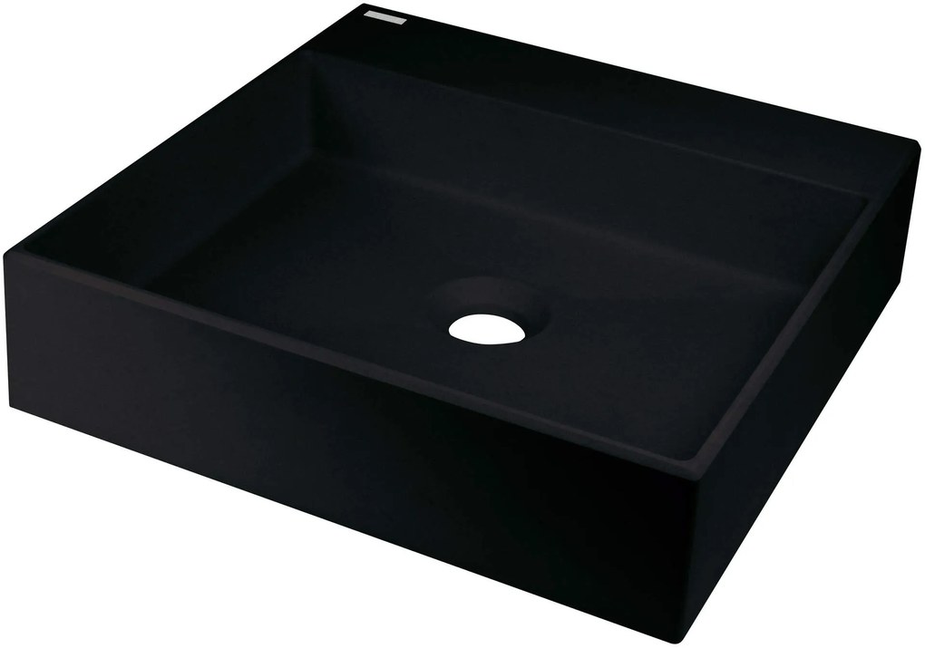 Deante Correo, granitové umyvadlo na desku 400x400x100 mm, černá matná, DEA-CQR_NU4S