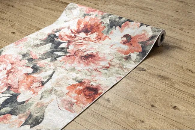 Protiskluzový běhoun LOTUS BOUQUET 52900 květiny béžový / růžový - Výprodej