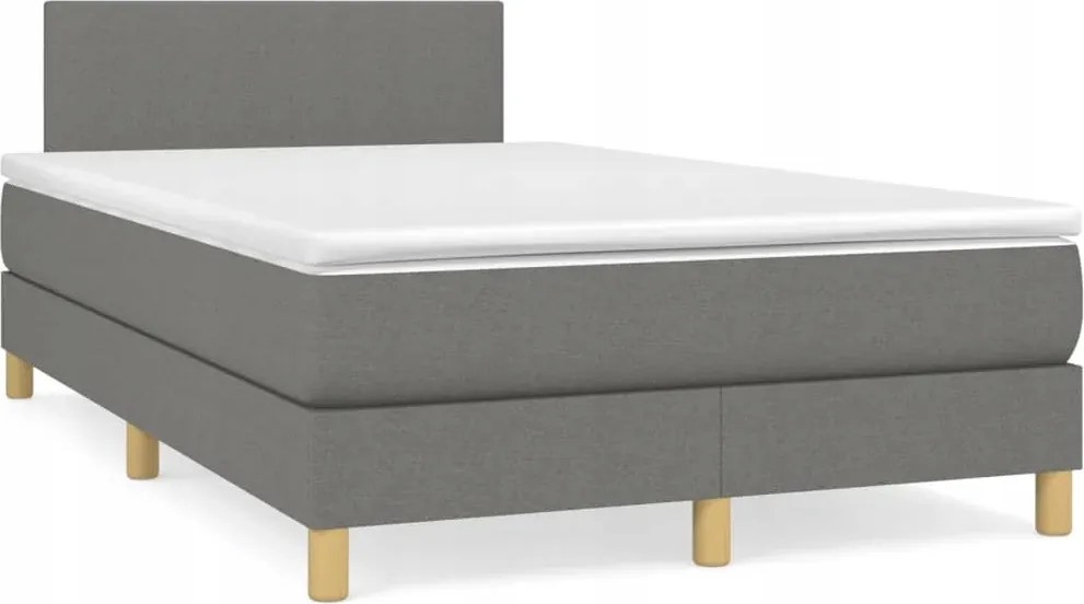 Box Spring Postel S Matrací A Led Textil Tmavě Šedá Hladký design 120 x 1