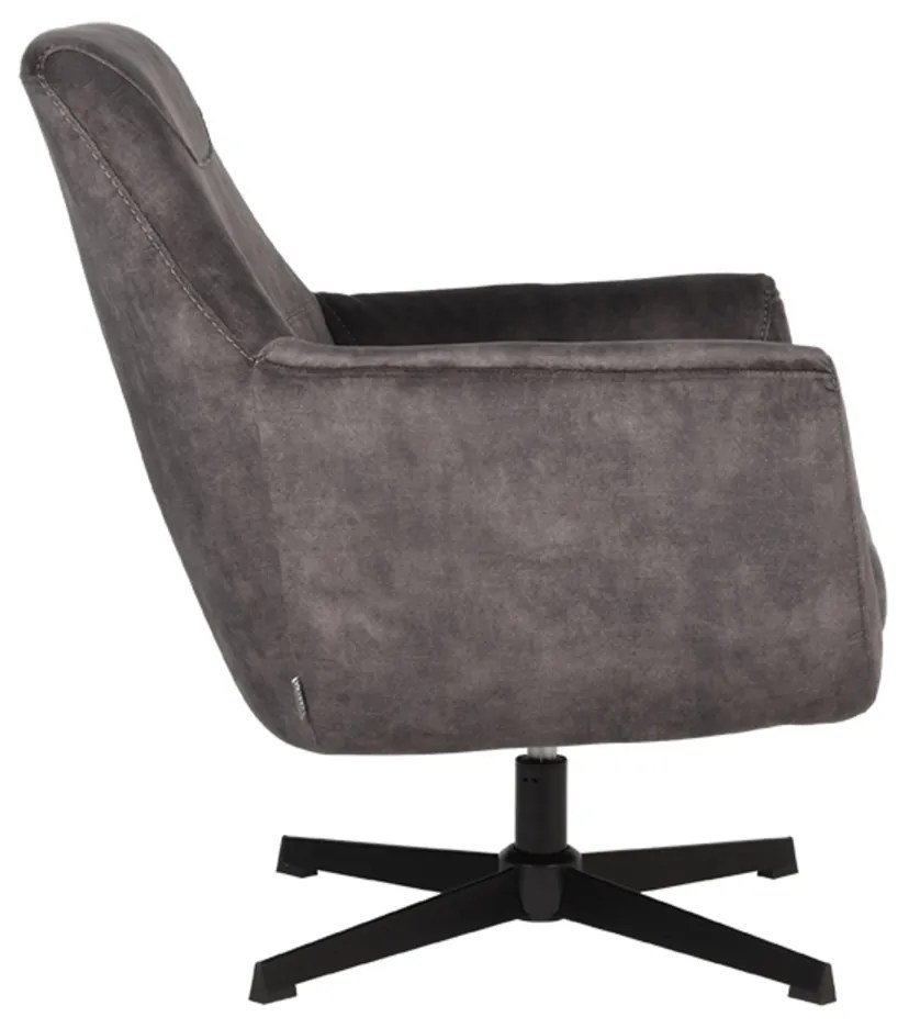LABEL51 Sametové křeslo TOBY antracit CM-55.000