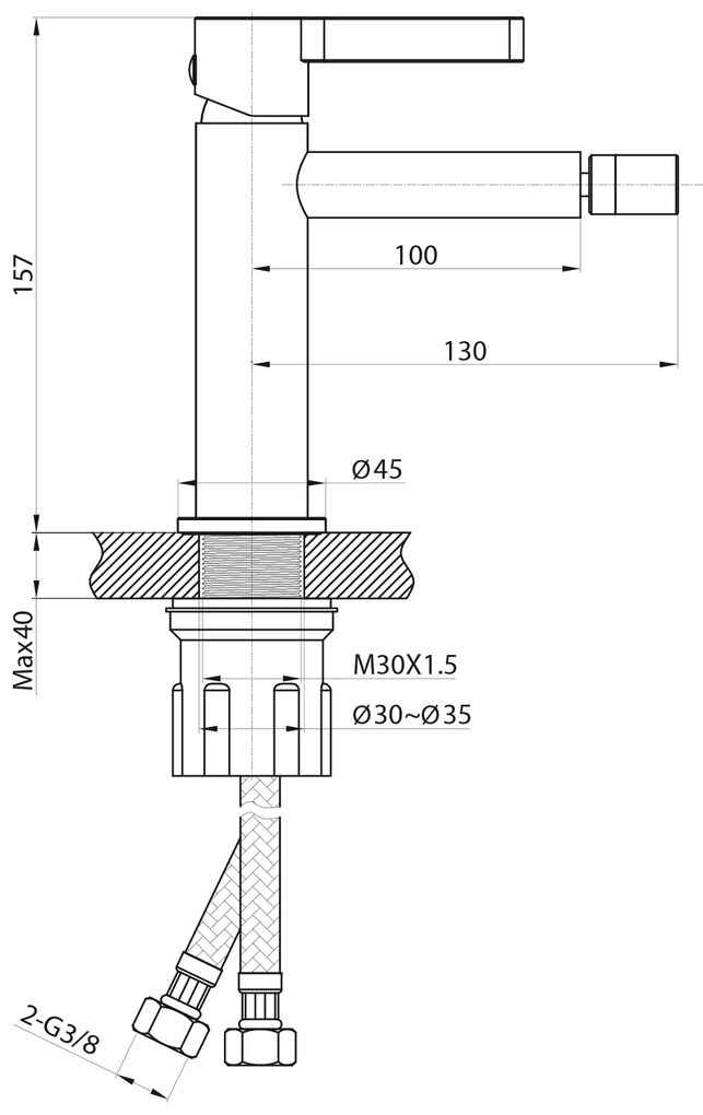 Sapho Sapho, ICONIC stojánková bidetová baterie bez výpusti, černá mat, AF003B