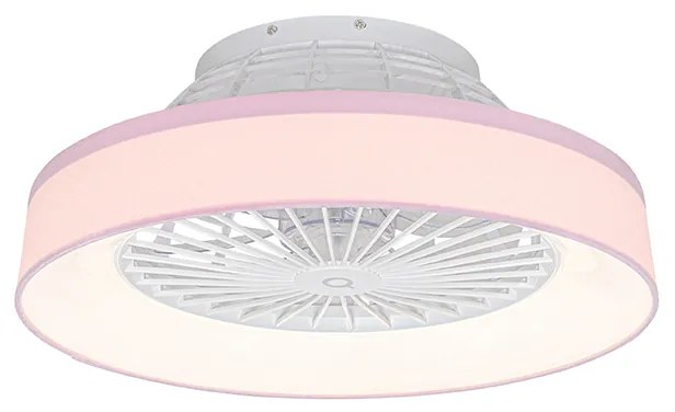 Stropní ventilátor růžový včetně LED s dálkovým ovládáním - Emily