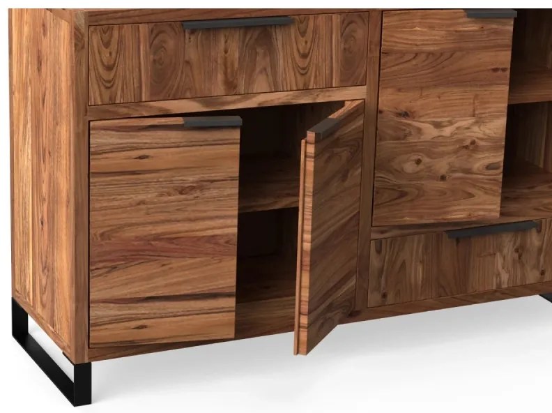furniture-nabytek.cz - Masivní komoda Sidora z akáciového dřeva, lakovaná, hnědá – 126×45×84 cm