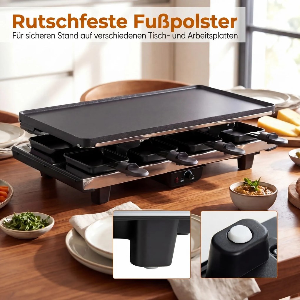 Costway Raclette pro 8 osob Elektrický gril s 2-in-1 oboustrannou nepřilnavou