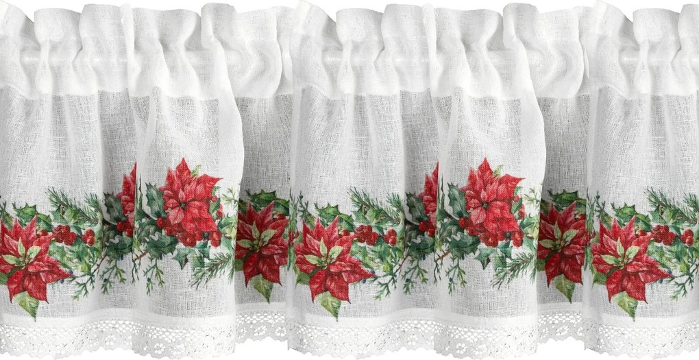 KRÁTKÁ VÁNOČNÍ ZÁCLONA NA PÁSCE XMAS5 150X30 CM VZOROVANÁ