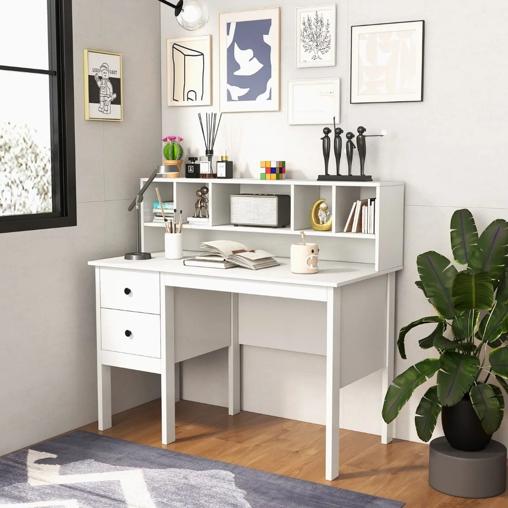 Costway Psací stůl s 2 zásuvkami a 5 přihrádkami – 120 × 60 × 110 cm