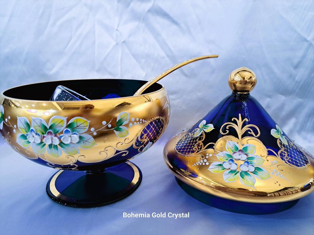 Punčová souprava 24 cm zdobená zlatem a smaltem - Modrá
