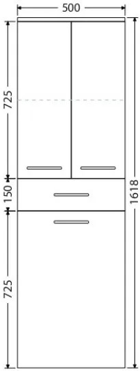 Intedoor vysoká skříň s košem na prádlo,1 zásuvka,3 dveře, UNI SV 162/50 1Z 2D K Varianta: 55 Wenge
