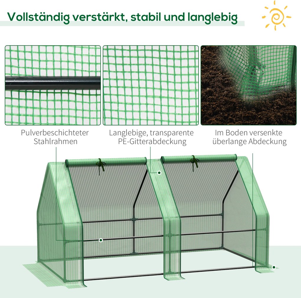 Outsunny skleník 180x90x90cm pro rajčata a rostliny, robustní chladicí rám odolný proti povětrnostním vlivům v zelené barvě
