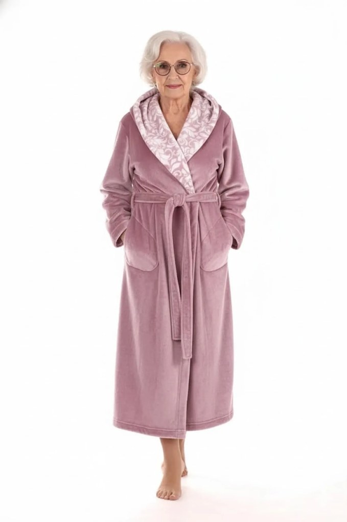 Župan s kapucí Flora mauve mist 39 56 4353 - XL