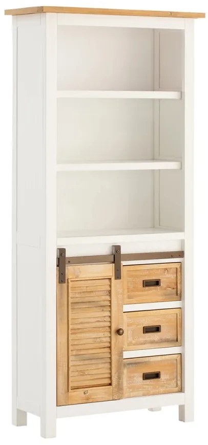 furniture-nabytek.cz - Masivní vysoká skříňka do koupelny Caprino z borovice a MDF, lakovaná, bílá a hnědá – 80×35×180 cm