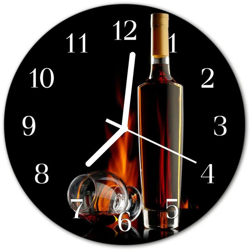 Nástenné skleněné hodiny Alkohol