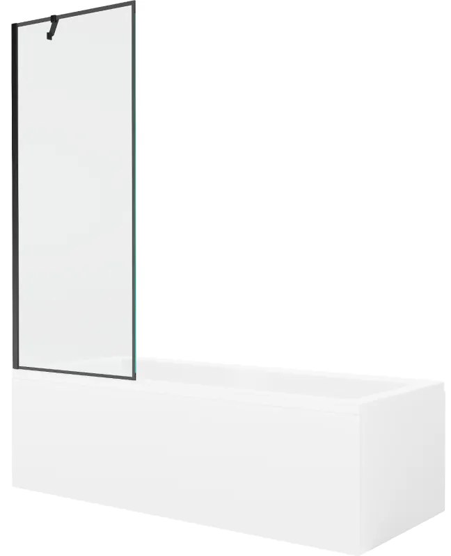 Mexen Cubik obdélníková vana 170 x 70 cm s pláštěm 1-křídlovou zástěnou 70 cm, Černý vzor - 550317070X9507007070