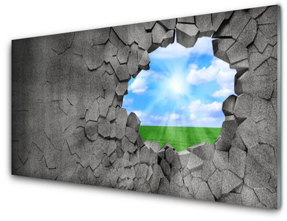 Plexisklo-obraz Dziura Popękana Ściana 140x70 cm