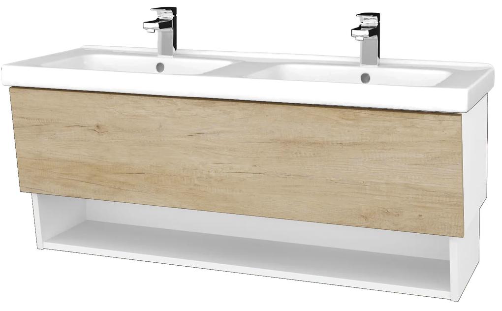 Dřevojas Koupelnová skříň INVENCE SZZO 125 (dvojumyvadlo Harmonia) Varianta: L01 Bílá vysoký lesk / IND Individual