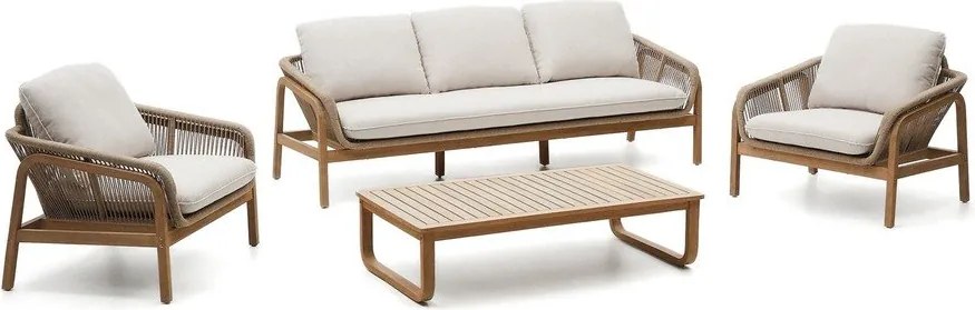 Zahradní lounge set z masivu akácie pro 5 v béžovo-přírodní barvě Vellana – Kave Home