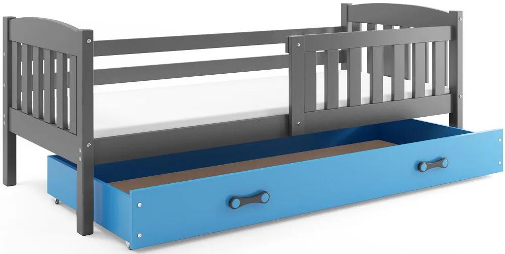 BMS Group Dětská postel s úložným prostorem KUBUS grafit Velikost postele: 160x80 cm, Barva šuplíku: Modrá