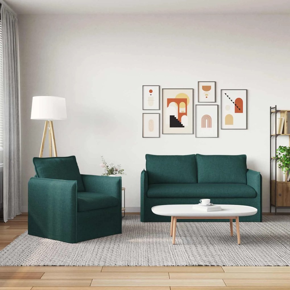 Set pohovek 2 ks Tmavě zelená Textil 3407570
