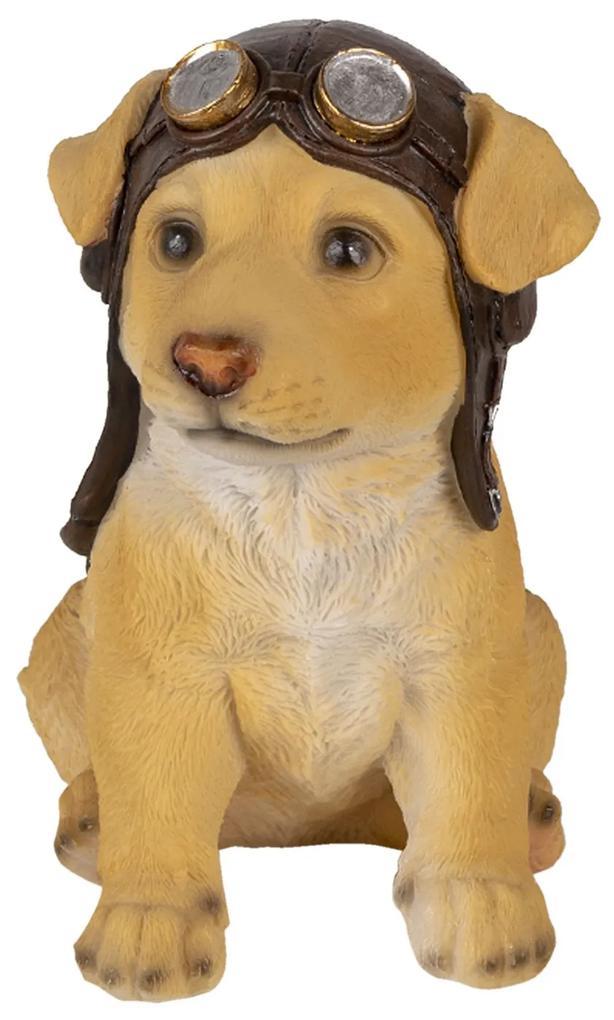 Dekorativní soška psa s motorkářskou čepicí - 14*10*16 cm