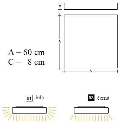 Lucis IB.L1.600.91 Izar B, čtvercové stropní svítidlo z akrylátového skla LED 41W 3000K 60x60 cm, bílá