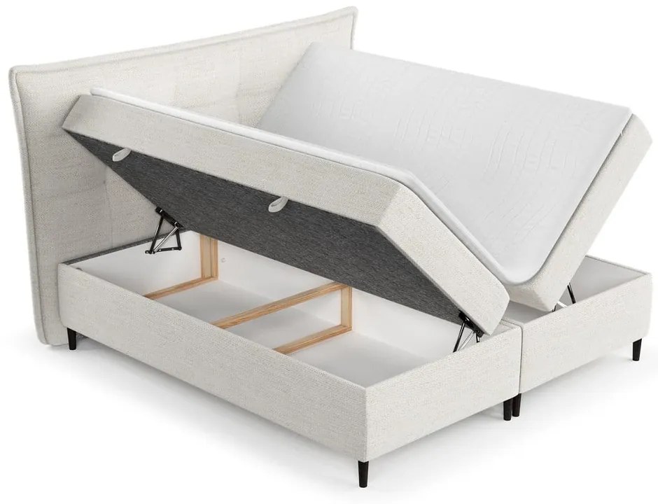 Krémová boxspring postel s úložným prostorem 200x200 cm Sinai – Maison de Rêve