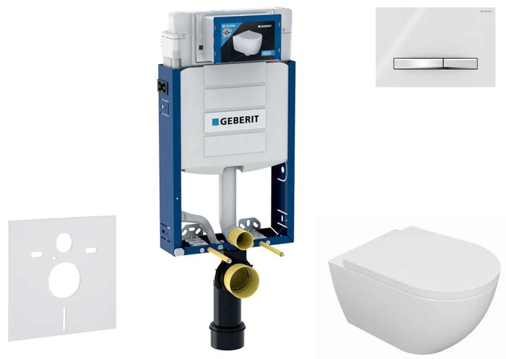 Geberit Kombifix - Set předstěnové instalace, klozetu Oudee a sedátka softclose, tlačítko Sigma50, chrom/alpská bílá SANI15CA3120