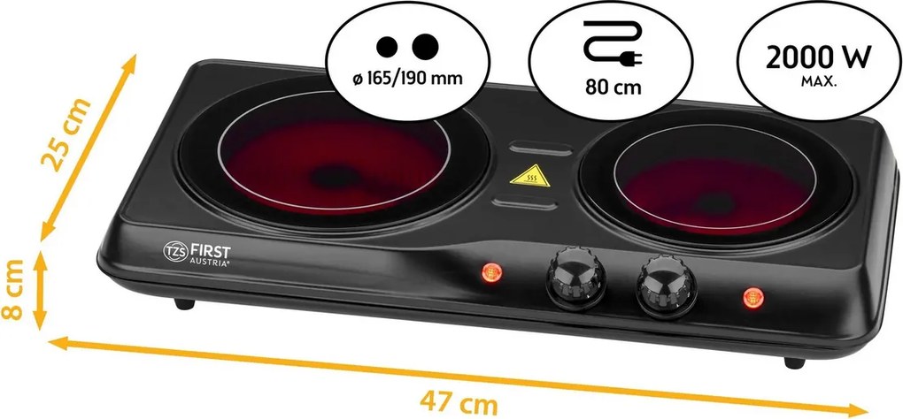 First Austria  First Austria FA-5097-2 - vařič, dvouplotýnkový, sklokeramika