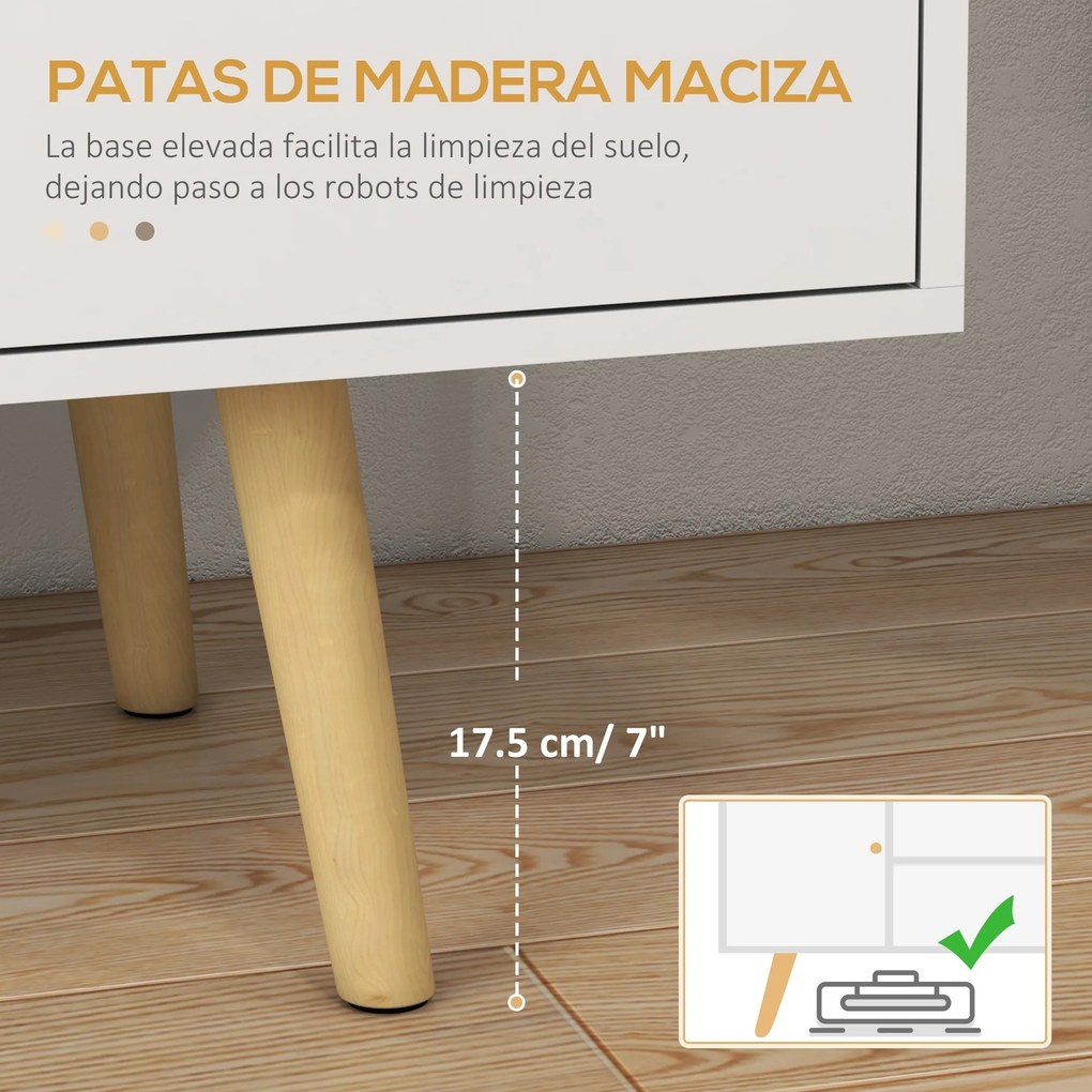 HOMCOM TV Stánek do Obývacího Pokoje s 2 Dveřmi a 2 Úložnými Policemi pro Televize do 55 Palců, 120x34x50 cm, Bílý