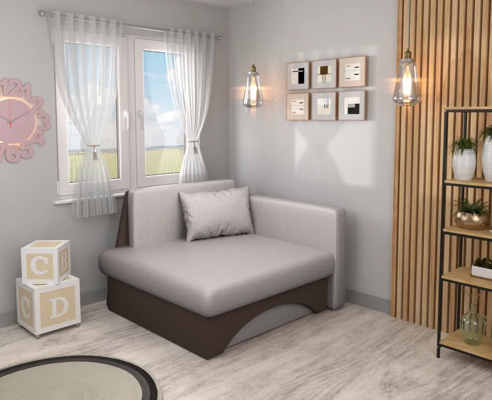 Rozkládací křeslo, béžovošedá Taupe/hnědá, KUBOŠ NEW UNI