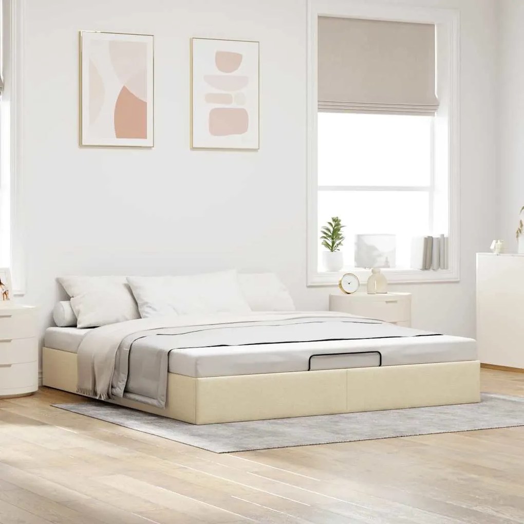 Osmanský rám postele bez matrací krémová 180x200 cm textil 3310901