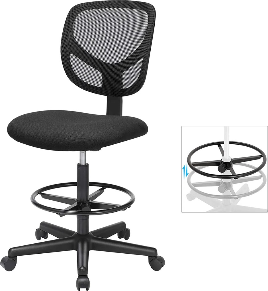 Síťová kancelářská židle, otočná židle s výškou sedáku 55-75 cm, černá