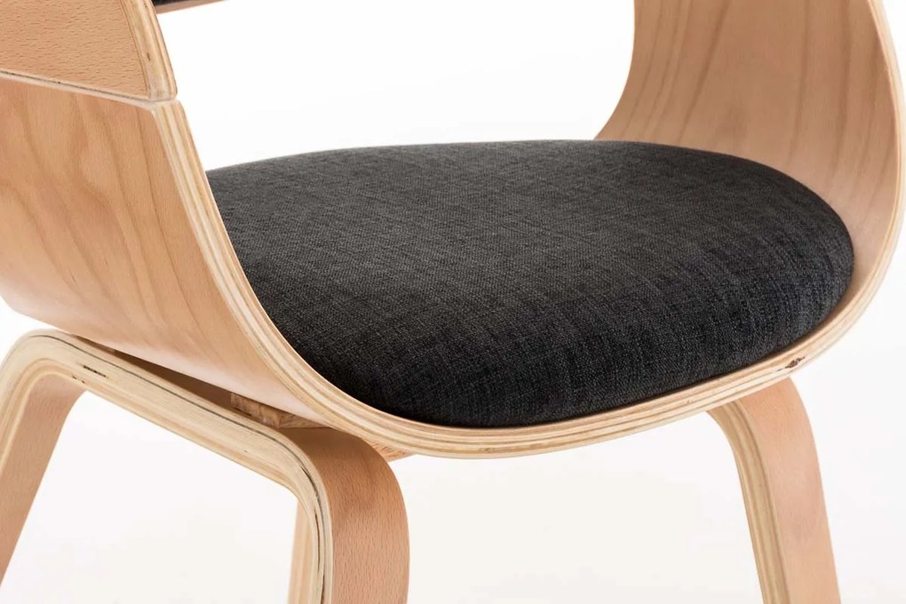 Jídelní židle Egdware - dřevo a látkový potah | přírodní a tmavě šedá