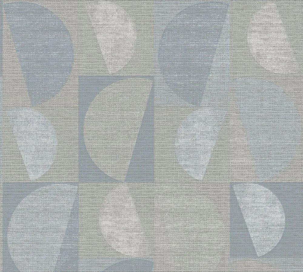 Vliesová tapeta geometrický vzor, béžová, modrá, šedá 663-01 / Tapety na zeď Balade (0,53 x 10,05 m) Dekens