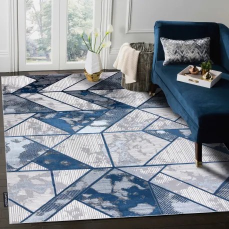 Moderní koberec DE LUXE 632 Geometrický Strukturální krém / tmavě m velikost 200x290 cm | krásné koberce cz