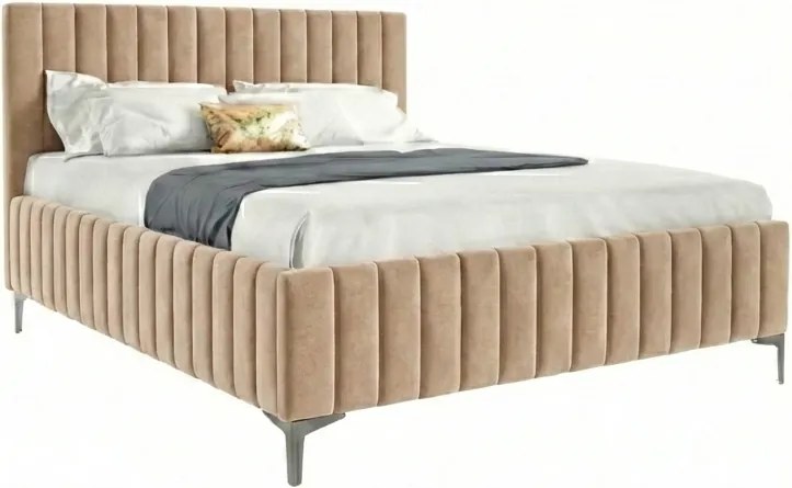 Eka Čalouněná postel INTIMA+ 160x200 cm Barva látky Trinity: Modrá (Trinity 2313), Úložný prostor: S dřevěným rámem úložného prostoru, Barva nožek postele: Černá